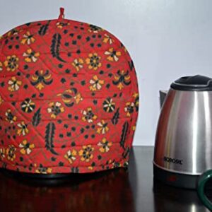 Handmade Kitchen Cozies-Teapot Warmers-Tea Cosy kitchen accessories Cotton kettle cover Tea Cozy Teapot cover Mandala Printed Tea Cozy (Red Mandala)