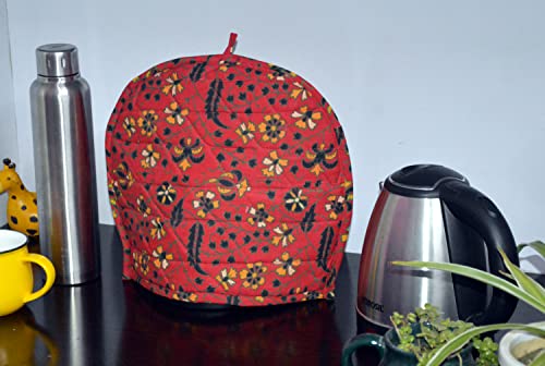 Handmade Kitchen Cozies-Teapot Warmers-Tea Cosy kitchen accessories Cotton kettle cover Tea Cozy Teapot cover Mandala Printed Tea Cozy (Red Mandala)