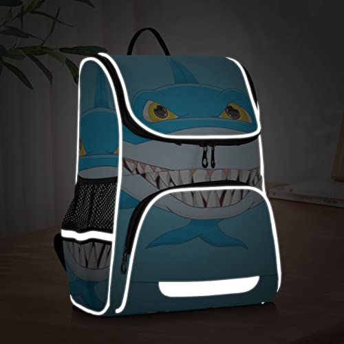 JKDY School Backpacks for Teens Boys Girls,for Elementary School Lightweight Travel Backpack with Adjustable Chest Strap (Cute shark) Suitable for ages 6-12 Student