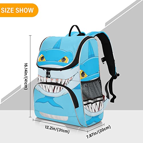 JKDY School Backpacks for Teens Boys Girls,for Elementary School Lightweight Travel Backpack with Adjustable Chest Strap (Cute shark) Suitable for ages 6-12 Student