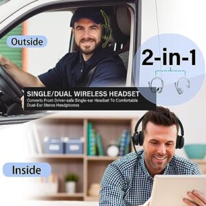 MONODEAL Bluetooth Headset V5.2, Wireless Headset with Microphone AI Noise Cancelling & Mute Button, Single/Dual Ear Wireless Headphones, Computer Headset with Microphone for Work Home Office