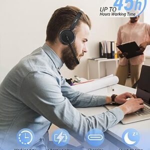 MONODEAL Bluetooth Headset V5.2, Wireless Headset with Microphone AI Noise Cancelling & Mute Button, Single/Dual Ear Wireless Headphones, Computer Headset with Microphone for Work Home Office