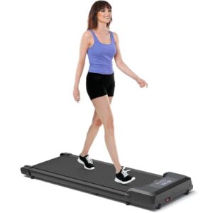 walking pad, under desk treadmill, treadmills for home, daeyegim walking running machine portable desk treadmill with wheels & installation free with remote for home office - black