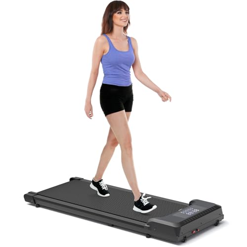 Walking Pad, Under Desk Treadmill, Treadmills for Home, DAEYEGIM Walking Running Machine Portable Desk Treadmill with Wheels & Installation Free with Remote for Home Office - Black