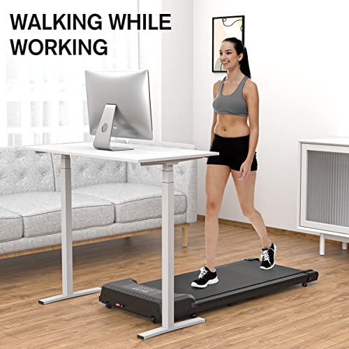 Walking Pad, Under Desk Treadmill, Treadmills for Home, DAEYEGIM Walking Running Machine Portable Desk Treadmill with Wheels & Installation Free with Remote for Home Office - Black