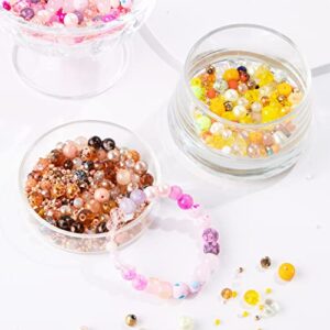 Pretty in Pink DIY Bead Kit - Glass Bracelet Making Set | 1000pcs Assorted Beads, 10 Different 8mm Glass Beads, 200pcs 6mm Bicone Crystals