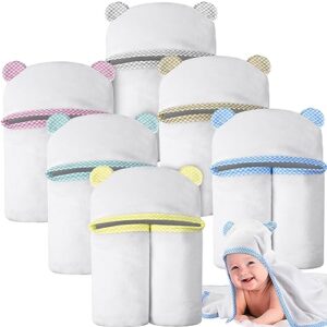 oudain 6 pieces hooded baby towels baby bath towel with ears hooded soft absorbent coral fleece newborn towels 30 x 30 inch infant towels toddler bath blanket towels supplies