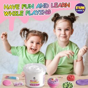 4 LB Milky Butter Slime Bucket Gift for Girls, FunKidz 64 FL OZ Huge White Premade Scented Slime Kit Toy with 29 Variety Add-Ins Perfect Birthday Present for Kids Age 6+