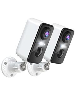 wireless cameras for home security outdoor, 2k color night vision battery powered wifi security camera spotlight/siren motion detection 2-way talk waterproof cloud storage outdoor camera wireless 2pcs