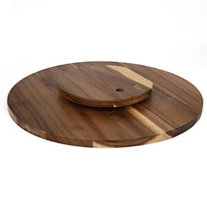 EPOEYK 16" Wooden Lazy Susan Organizer Acacia Wood Turntable for Cabinet and Table Versatile Kitchen Storage Solution with 3mm Lip to Protect (Acacia Wood)