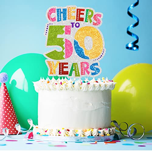 Picado theme cheers to the year cake topper - 50th birthday cheers party, or 50th anniversary party decoration - SugarGera