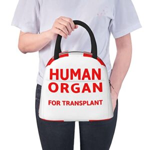 Zhung Ree Funny Nurse Lunch Bag, Human Organ for Transplant Lunch Box Portable Waterproof Reusable and Thermal Work Meal Lunch Tote Funny Cooler Lunch Bag for School Office Outdoor Picnic