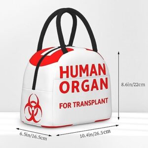 Zhung Ree Funny Nurse Lunch Bag, Human Organ for Transplant Lunch Box Portable Waterproof Reusable and Thermal Work Meal Lunch Tote Funny Cooler Lunch Bag for School Office Outdoor Picnic