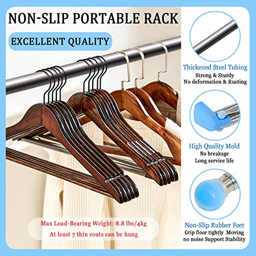 Portable Foldable Garment Rack, Adjustable Collapsible Travel Mini Clothes Rack with 6 Bags/3 Foldable Hangers/1 Storage Bag, Folding Drying Clothing Rack for Dance,Camping,Outdoor, Indoor