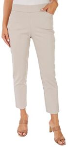 coral bay womens 28'' short millenium solid slimming pants 10 pebble beige