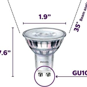 PHILIPS LED Flicker-Free GU10 Bulb, 250 Lumen, Bright White Light (3000K), 3W=35W, Title 20 Certified, 3-Pack