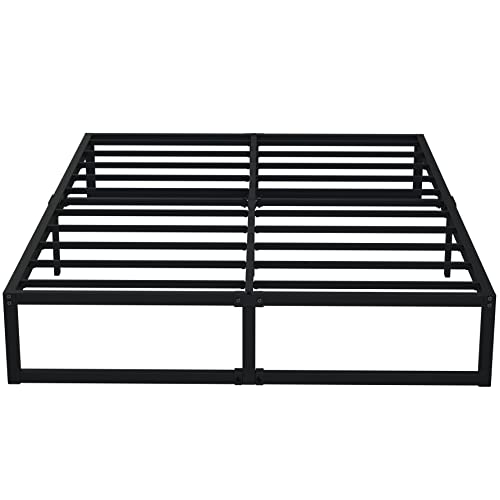 EMODA 12 Inch King Size Bed Frame No Box Spring Needed, Heavy Duty Metal Platform with Steel Slats, Noise Free, Easy Assembly, Black