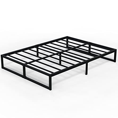 EMODA 12 Inch King Size Bed Frame No Box Spring Needed, Heavy Duty Metal Platform with Steel Slats, Noise Free, Easy Assembly, Black