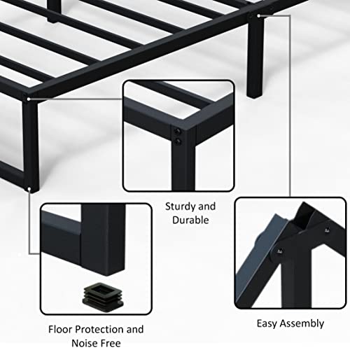 EMODA 12 Inch King Size Bed Frame No Box Spring Needed, Heavy Duty Metal Platform with Steel Slats, Noise Free, Easy Assembly, Black