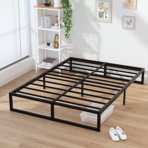 EMODA 12 Inch King Size Bed Frame No Box Spring Needed, Heavy Duty Metal Platform with Steel Slats, Noise Free, Easy Assembly, Black