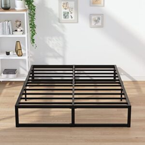 EMODA 12 Inch King Size Bed Frame No Box Spring Needed, Heavy Duty Metal Platform with Steel Slats, Noise Free, Easy Assembly, Black