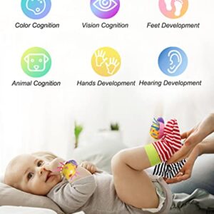 Newborn Baby Soft Rattle, Hand Bracelet Wrist Rattle Toy Foot Finder Sock, Arm Leg Babies Development Toys for Infant Bebe Boy & Girl (MG-8 PCS)