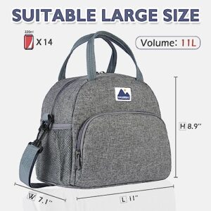 BAGBEBAG Lunch Bag Women, Insulated Lunch Bag For Women Man, Large Adult Lunch Box with Adjustable Strap, Premium Cooler Tote Bag for Office Work Picnic (Gray)