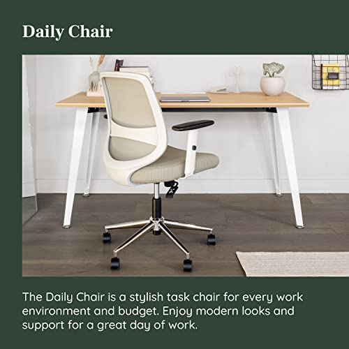 Branch Daily Chair - Sustainable and Stylish Mesh Computer Office Chair with Swivel, Lumbar Rest, and Adjustable Armrests - Comfortable Seating for Improved Posture and Productivity - Green-White