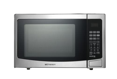 Emerson Radio MWI1212SS 1.2 Cu. Ft. 1000W Microwave Oven with Inverter Technology Stainless Steel Countertop/Built-in Design for Easy and Efficient Cooking