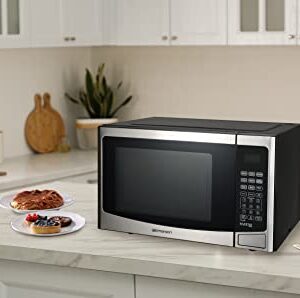 Emerson Radio MWI1212SS 1.2 Cu. Ft. 1000W Microwave Oven with Inverter Technology Stainless Steel Countertop/Built-in Design for Easy and Efficient Cooking