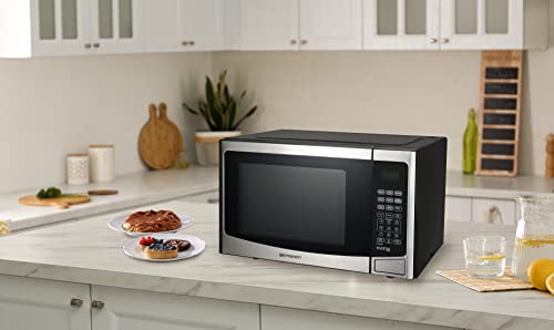 Emerson Radio MWI1212SS 1.2 Cu. Ft. 1000W Microwave Oven with Inverter Technology Stainless Steel Countertop/Built-in Design for Easy and Efficient Cooking