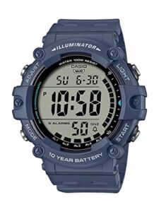 casio illuminator 10-year battery 100m water resistant led backlight 5-alarm chronograph digital stop watch ae1500wh-2av