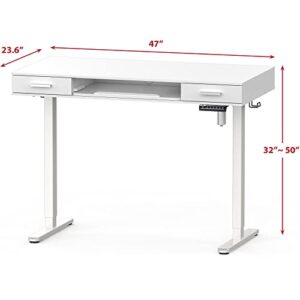 SHW 48-Inch Electric Height Adjustable Desk with Keyboard Tray and Two Drawers