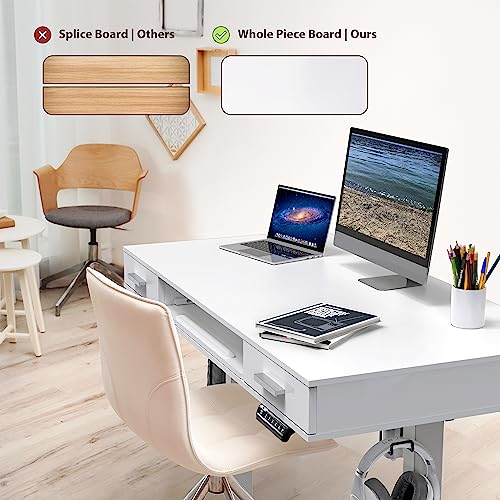 SHW 48-Inch Electric Height Adjustable Desk with Keyboard Tray and Two Drawers