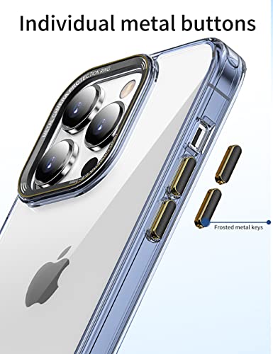 Kakalux iPhone 14Pro Compatible Clear case with Metal Lens Protection, Two-Tone Individual Metal Buttons and Cushioned airbag Drop Protection for iPhone 14Pro -（Green）.