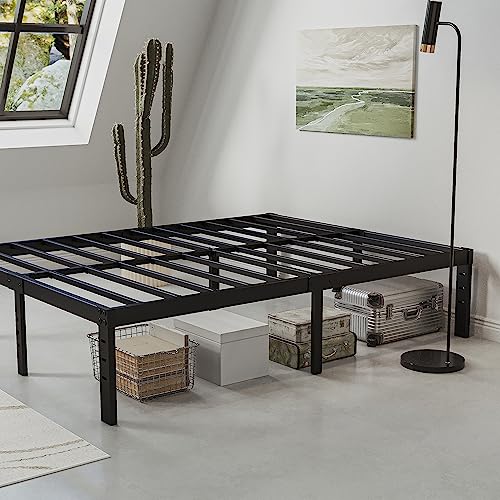 FSCHOS King-Bed-Frame, 14 Inch Metal Platform King Size Bed Frame No Box Spring Needed, Heavy Duty Bed Frame King Easy Assembly, Noise Free, Black