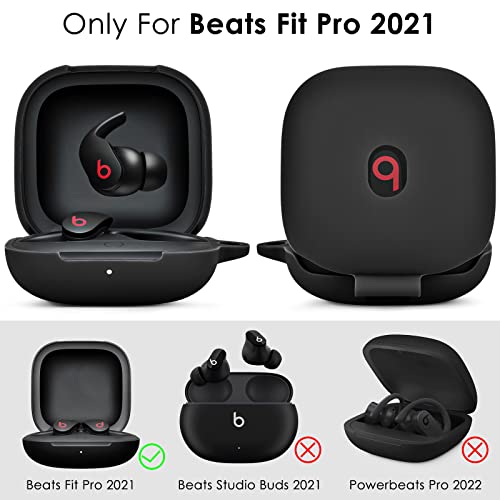 Beats Fit Pro Case, VISOOM Soft Case for Apple Beats Fit Pro 2021 Silicone Protective Beats Pro Case Shockproof Beat Pro Fit Earbuds Case Cover with Keychain (Black)