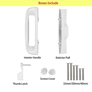 naubea Sliding Patio Door Handle Replacement Parts, Sliding Glass Door Handle Set Without Key, Replace Old or Damaged Sliding Door Lock, Fit 1-1/2" to 1-3/4" Thick Doors, 3-15/16" Screw Hole Spacing