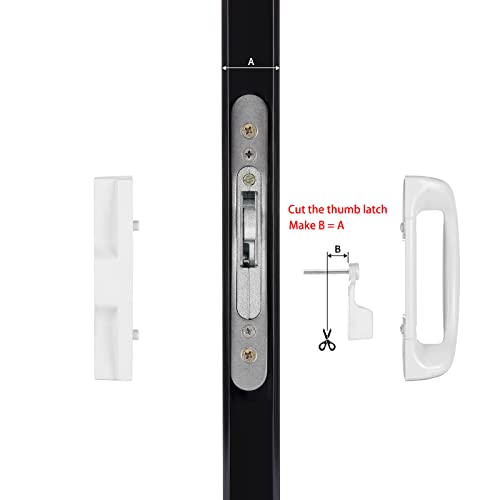 naubea Sliding Patio Door Handle Replacement Parts, Sliding Glass Door Handle Set Without Key, Replace Old or Damaged Sliding Door Lock, Fit 1-1/2" to 1-3/4" Thick Doors, 3-15/16" Screw Hole Spacing