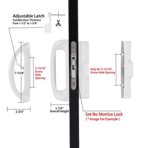 naubea Sliding Patio Door Handle Replacement Parts, Sliding Glass Door Handle Set Without Key, Replace Old or Damaged Sliding Door Lock, Fit 1-1/2" to 1-3/4" Thick Doors, 3-15/16" Screw Hole Spacing