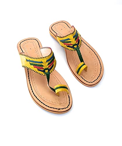 Cowhide Shoes Men Jesus Sandals Unisex Hippie Shoes Brown Leather Moroccan Sandals Men Bohemian Shoes Hawaiian Sandals (XL, yellow)