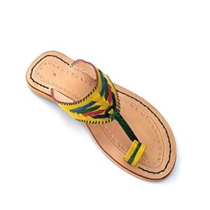 Cowhide Shoes Men Jesus Sandals Unisex Hippie Shoes Brown Leather Moroccan Sandals Men Bohemian Shoes Hawaiian Sandals (XL, yellow)