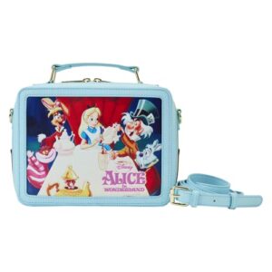 loungefly disney alice in wonderland classic movie lunchbox crossbody bag