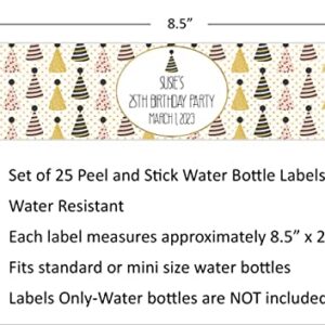 Birthday Party Favors, Personalized Water Bottle Labels, Pack of 25 Peel and Stick Waterproof Wrappers