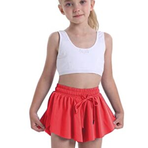 Heyielda Flowy Shorts for Teen Girls Athletic Gym Running Biker Shorts Preppy Youth Butterfly Shorts（Red-S）