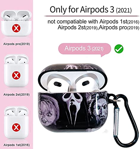 Slasher Horror Movie AirPod 3rd Generatio Case，with Keychain Clip Carabiner and Lanyard，Designed for Those who Like Thrilling Horror Themes Girls Women Men AirPod 3rd Case