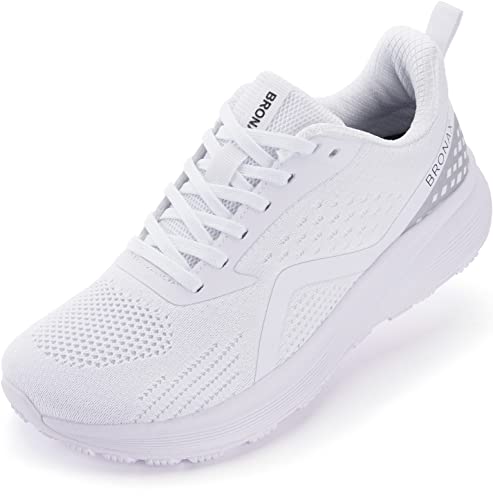 BRONAX Womens Wide Tennis Shoes Lace up Mesh Running Breathable Size 7w Rubber Sole Outdoor Athletics Sports Fitness Female Footwear Casual Jogging Walking Sneakers Light White 38