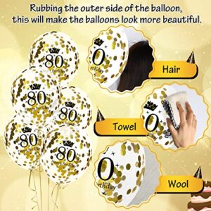 80th Birthday Balloons for Men, 15 Pcs Black Gold Happy 80th Birthday Balloons, Black Gold 80th Birthday Party Decorations Balloons for Men Women 80th Birthday Decor