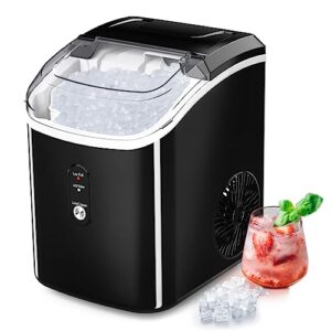 nugget ice maker countertop, portable crushed sonic ice machine, self cleaning ice makers with one-click operation, soft chewable pebble ice in 7 mins, 34lbs/24h with ice scoop for home bar camping rv