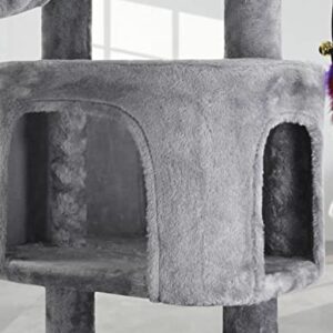 YOUPET 33.46" Height Cat Tree with Cat Condo Big Hammock and Two Replacement Spring Balls,Grey …